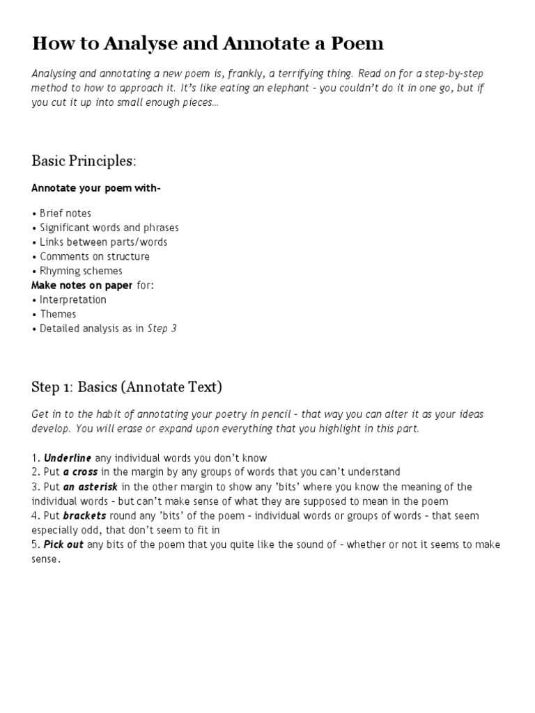 Steps to Annotate a Poem | PDF | Poetry | Semiotics