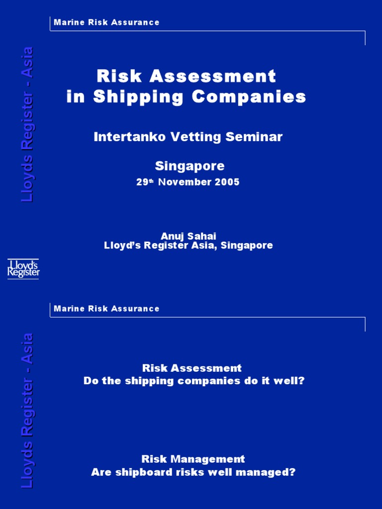Risk Assessment in Shipping Companies | Risk | Risk Management