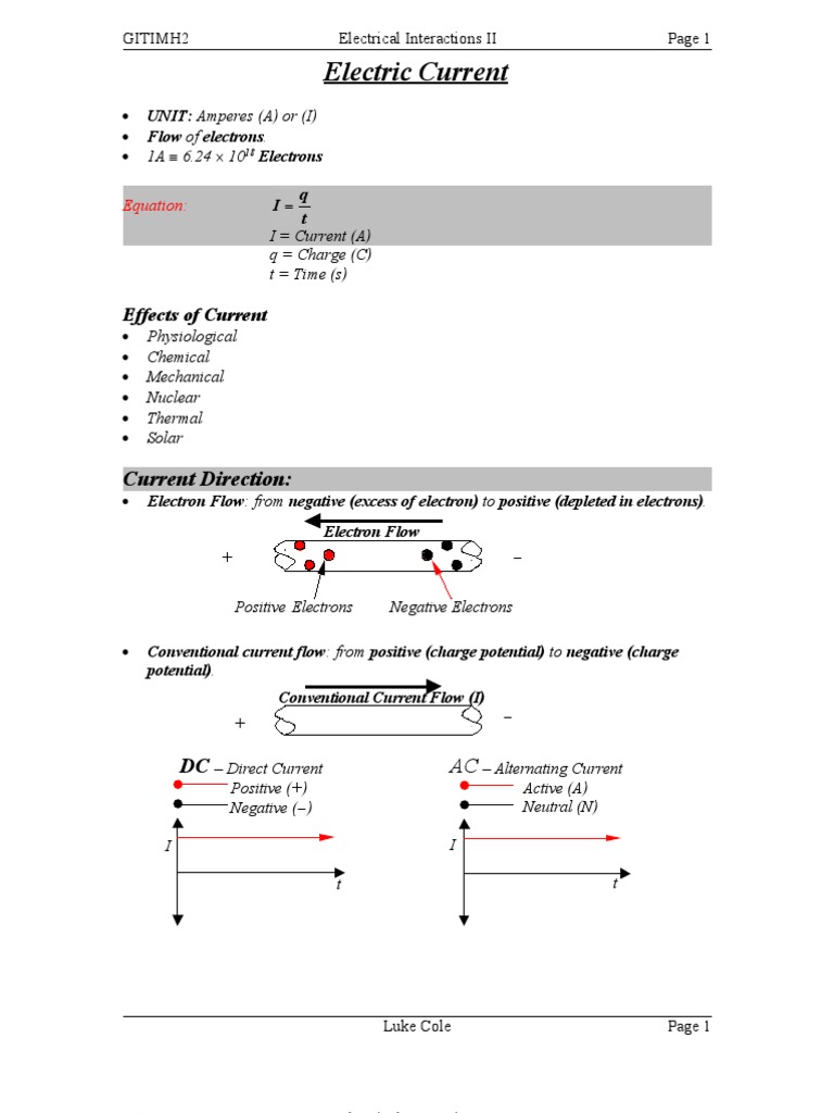 Electrical Interactions II | PDF | Electric Current | Voltage