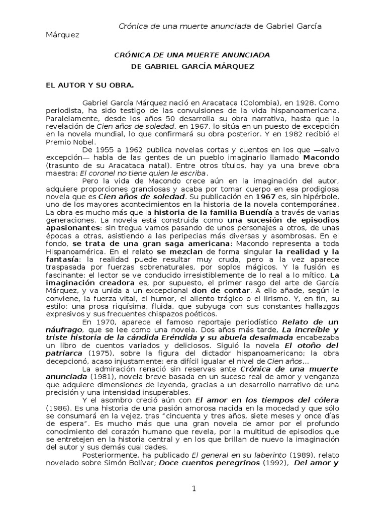 65409367-Cronica-de-una-muerte-anunciada (1).pdf | Libros sobre América ...