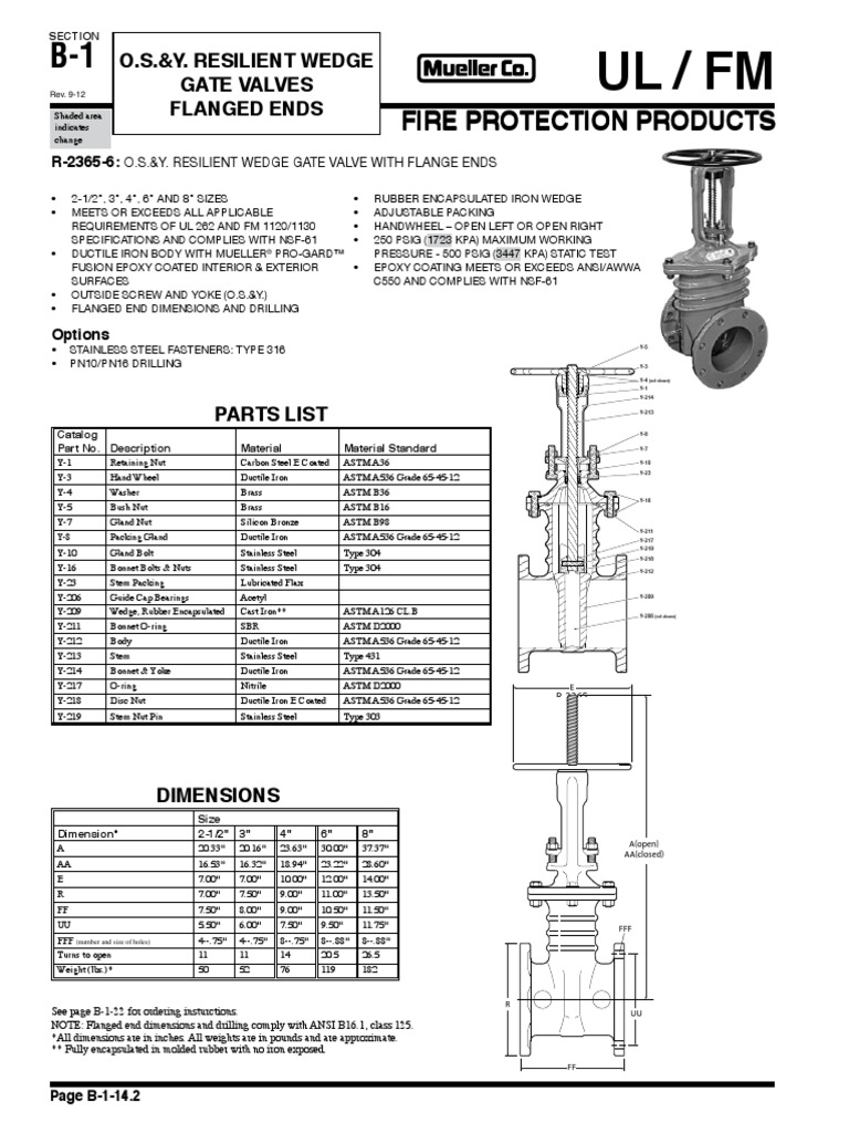 Mueller Gate Valve OS&Y 2365 | PDF