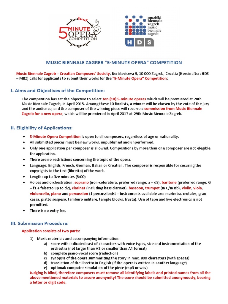 5-Minute Opera Competition | PDF