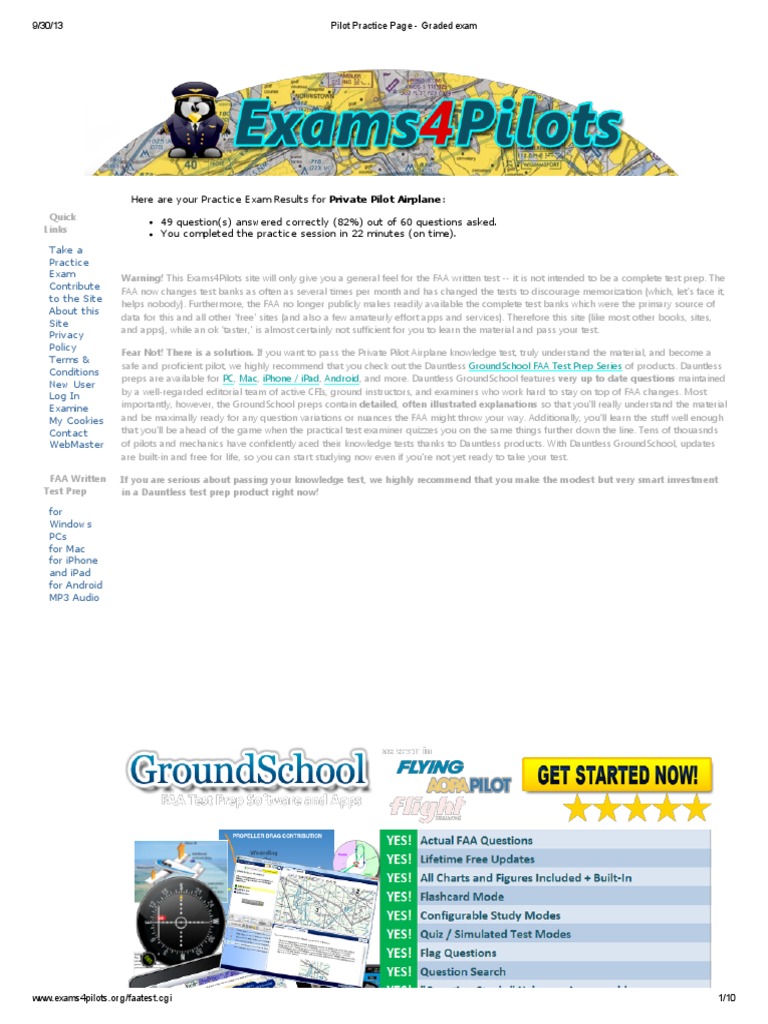 Pilot Practice Page - Graded Exam | Visual Flight Rules | Air Traffic ...