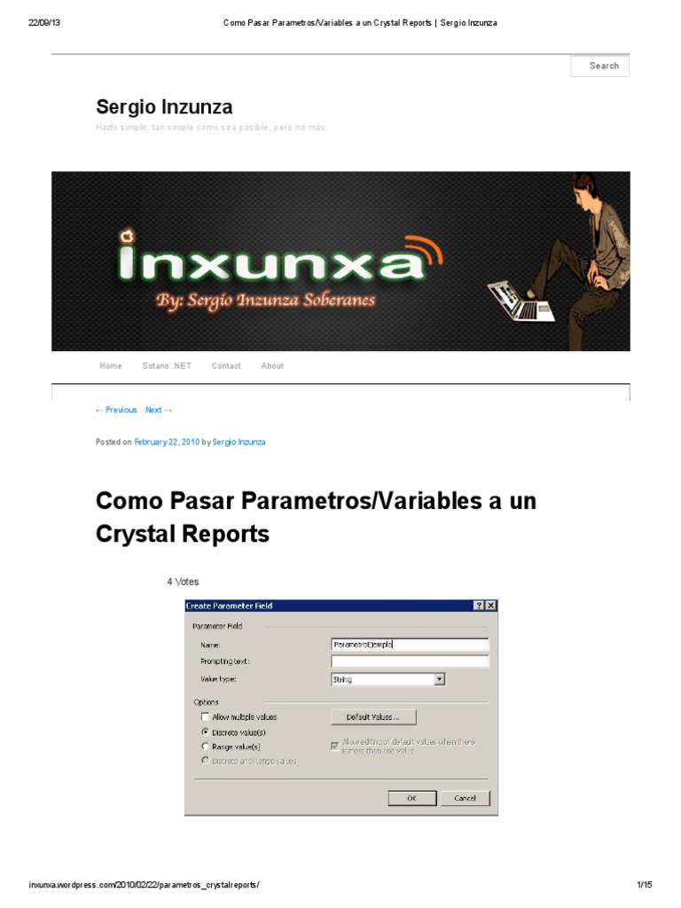 Pasar Parámetros a Crystal Reports | PDF | C Sharp (lenguaje de ...