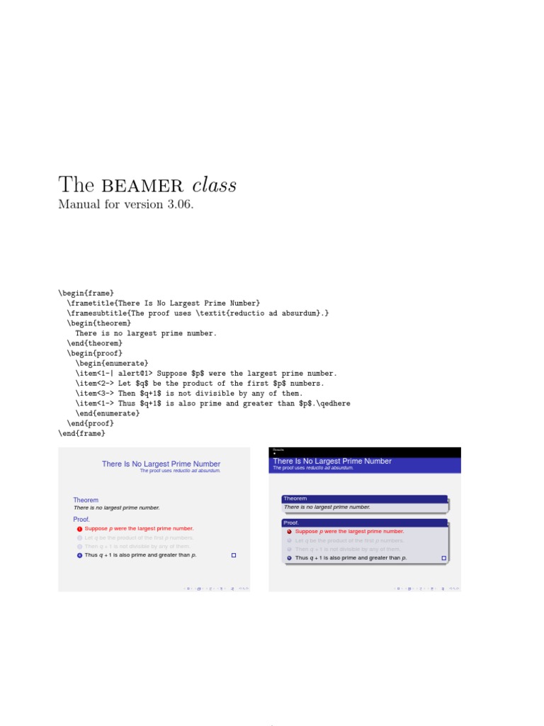 Beamer Manual | PDF | Parameter (Computer Programming) | Prime Number