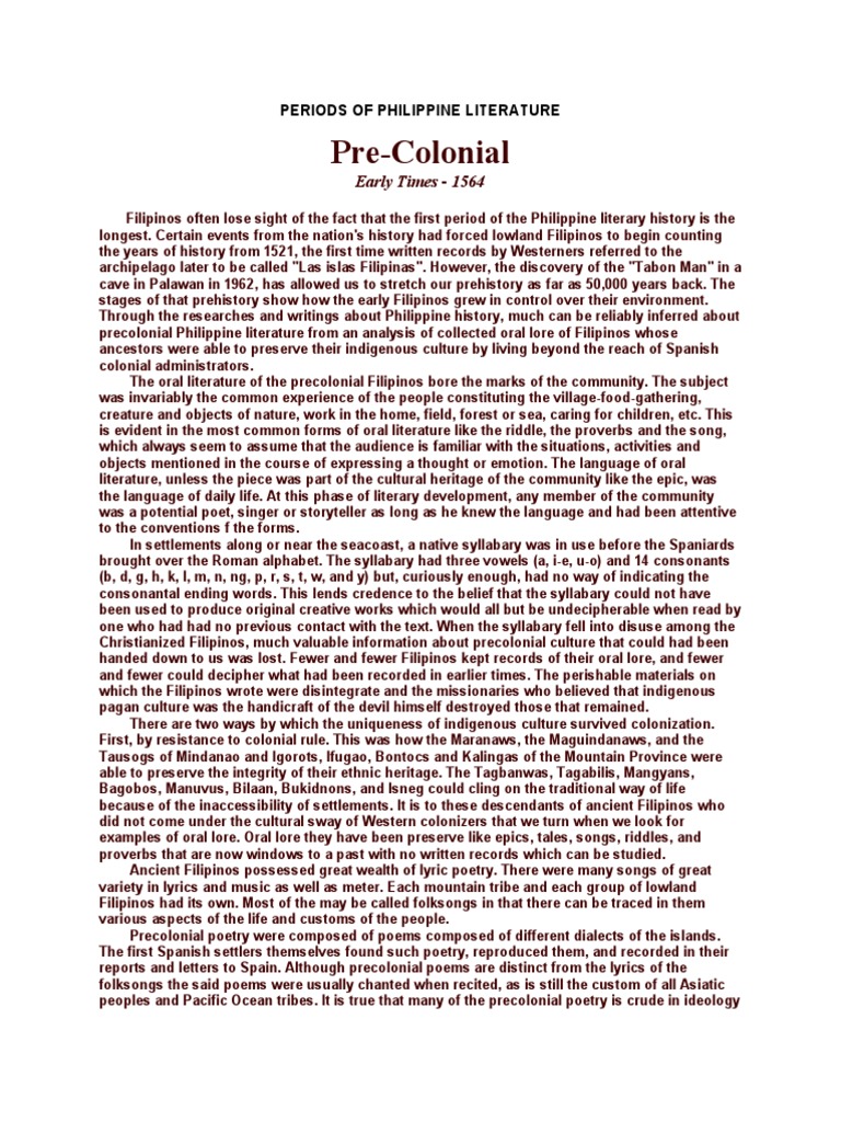 Periods of Philippine Literature | Poetry | Rhyme