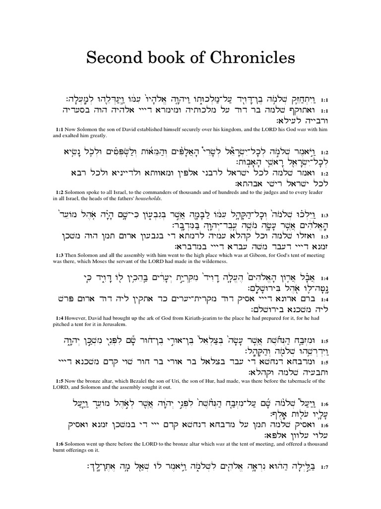 Second Book of Chronicles | PDF | Tabernacle | Hebrew Bible