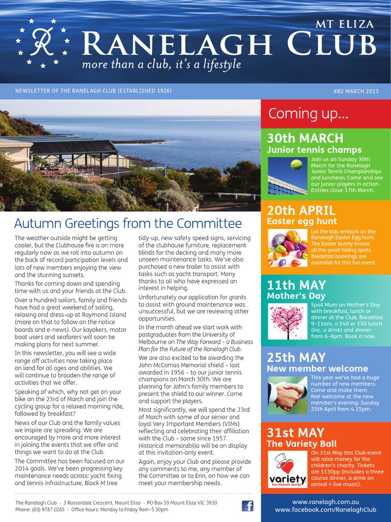 Ranelagh Newsletter 82 - Web | PDF | Lunch | Food And Drink