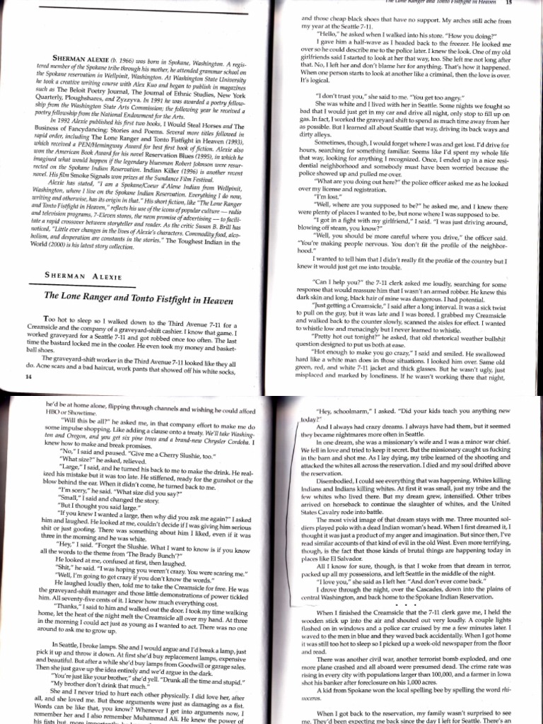 The Lone Ranger and Tonto Fistfight in Heaven | PDF | Spokane | Nature