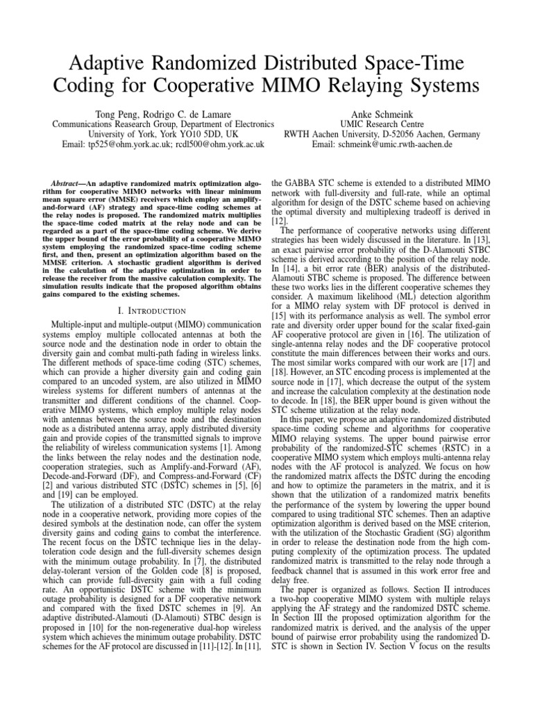 Adaptive Randomized DSTC | PDF | Mimo | Eigenvalues And Eigenvectors