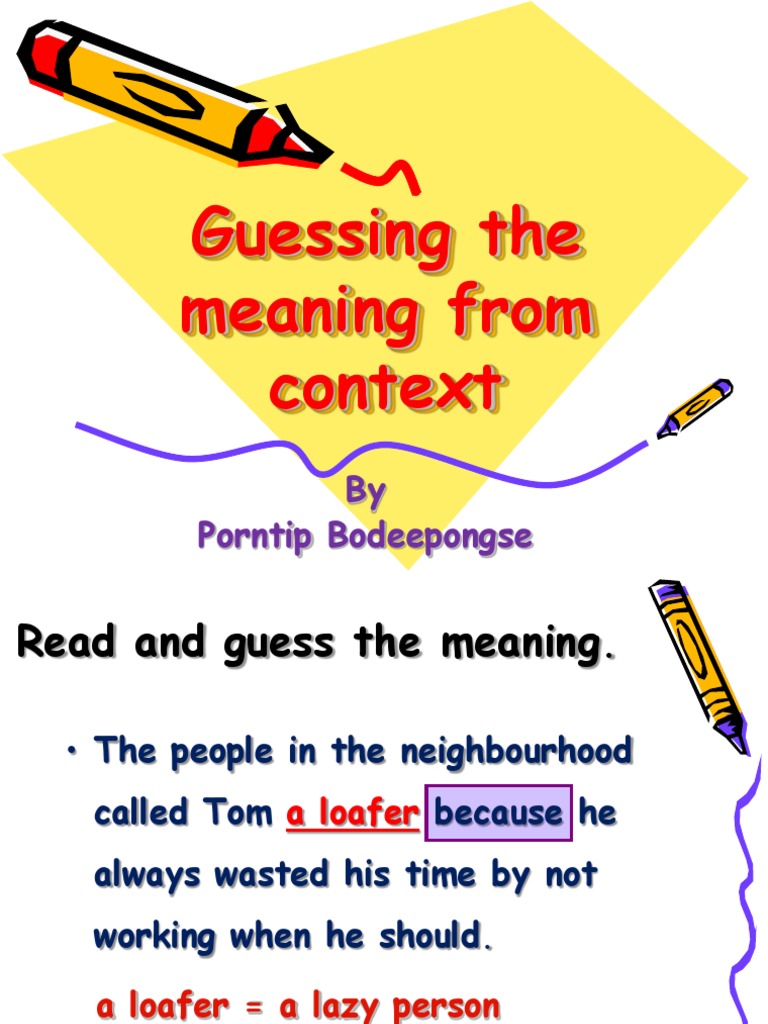 Guessing Meaning From Context Pdf
