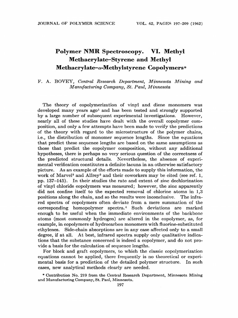The NMR Paper | PDF | Copolymer | Polymers