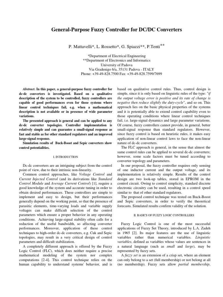 22 Buckboost Converter Control With Fuzzy Logic Approach | Download Free PDF | Control Theory ...