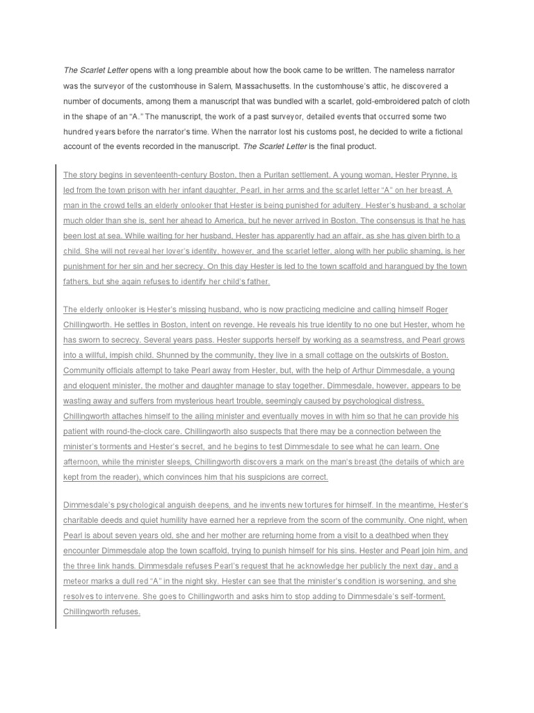 The Scarlet Letter Opens With A Long Preamble About How The Book Came ...