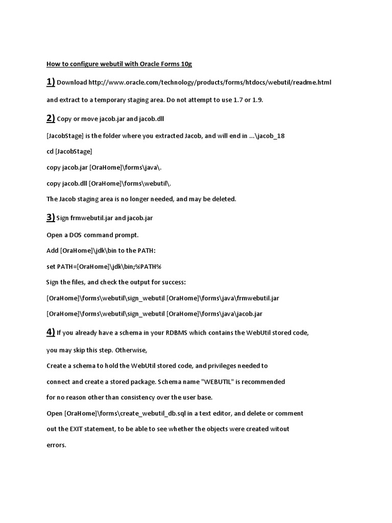 How To Configure Webutil With Oracle Forms 10g Pdf Java Programming Language Sql