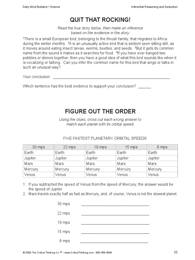 Critical Thinking 007-Download | PDF | Mercury (Planet) | Mars