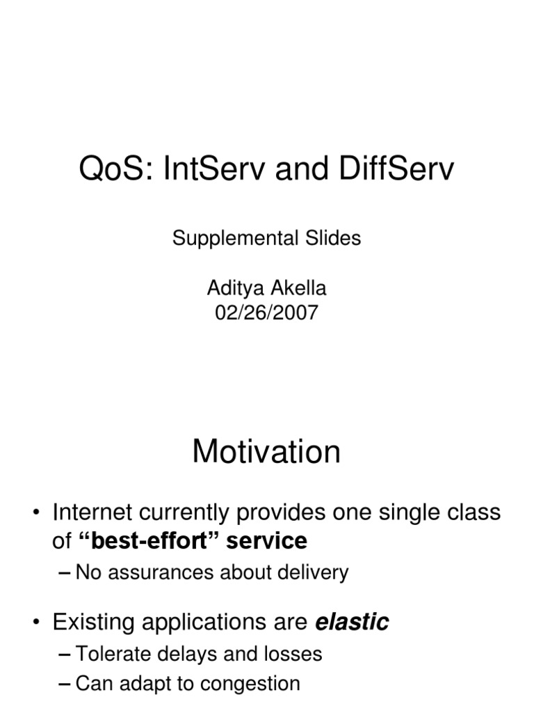 QoS: IntServ and DiffServ | PDF | Network Architecture | Telecommunications