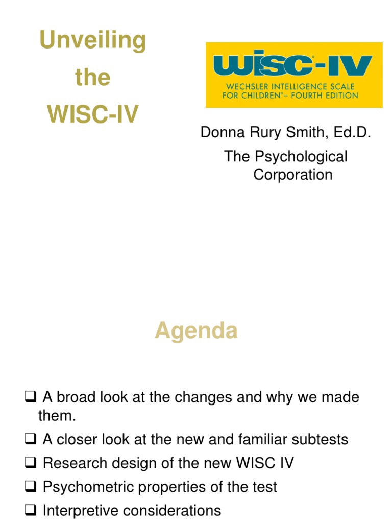 WISC-IV Introduction Handout | Wechsler Adult Intelligence Scale ...