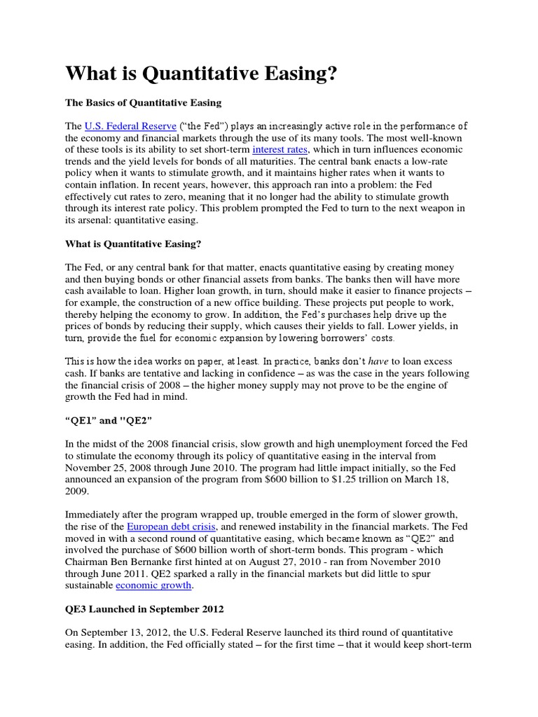 What Is Quantitative Easing | PDF | Quantitative Easing | Federal ...
