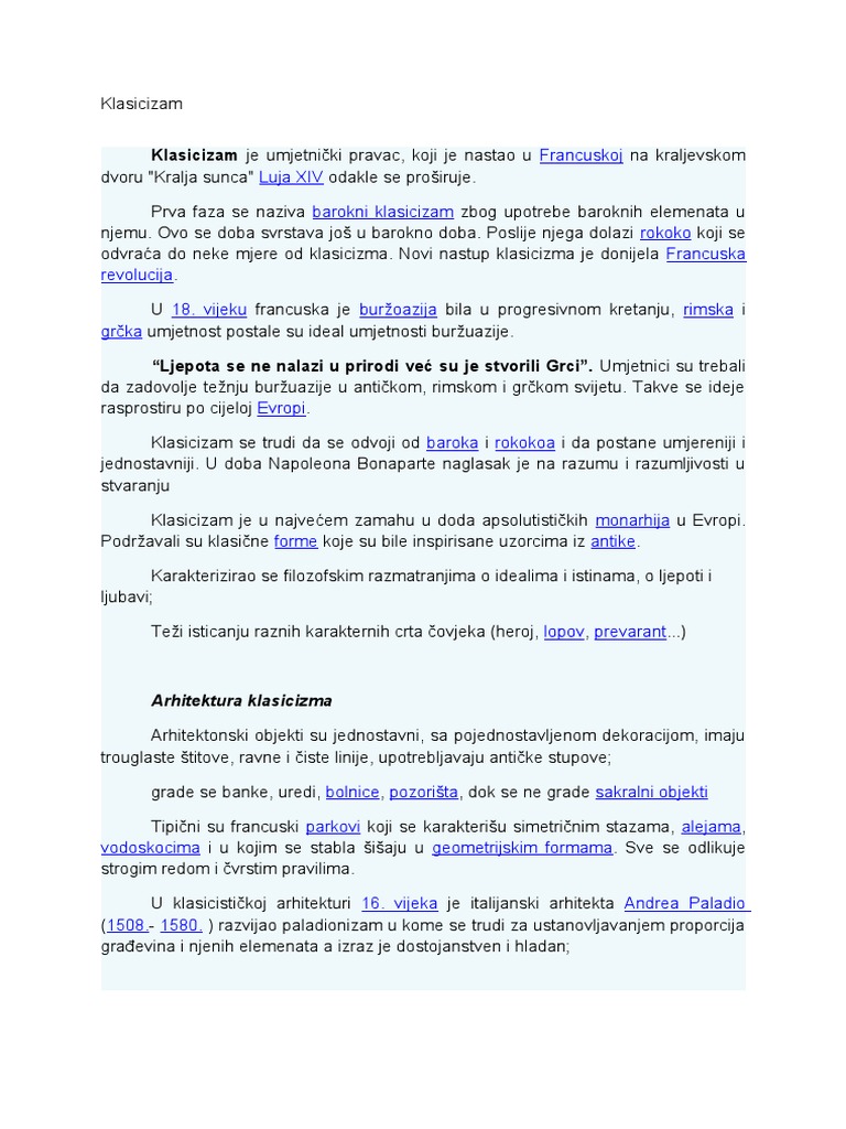 Klasicizam | PDF