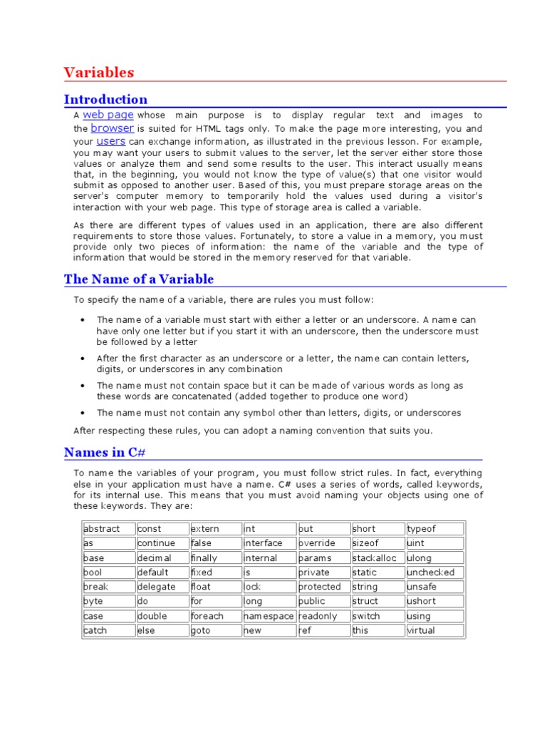 Variables: Web Browser Users | PDF | Integer (Computer Science) | Data Type