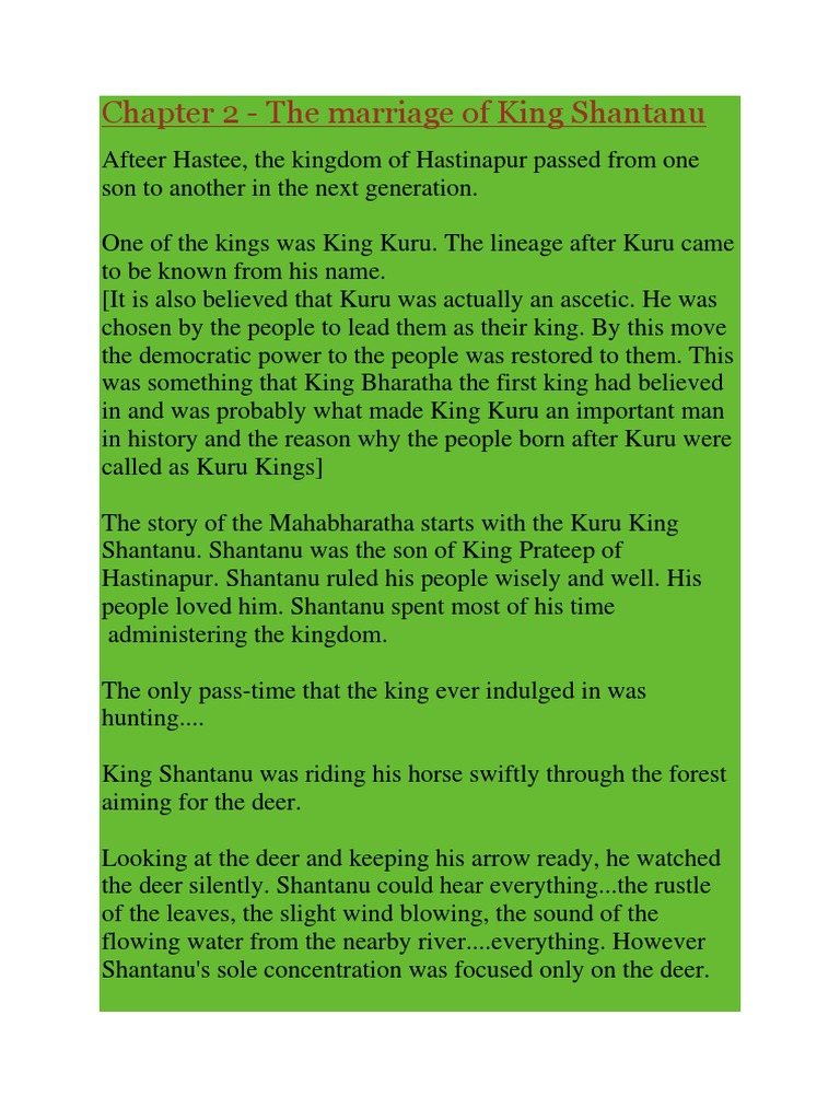 Chapter 2 - The Marriage of King Shantanu | PDF | Religion And Belief