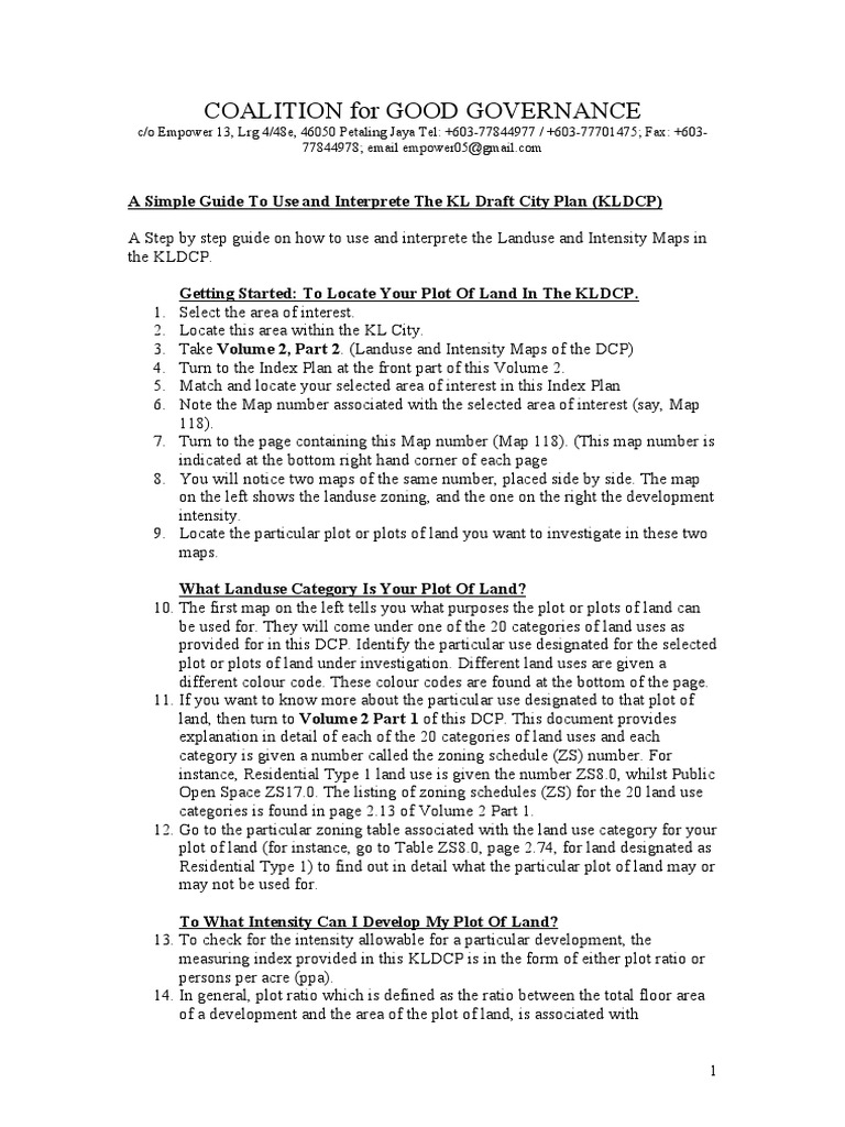 A Simple Guide (Draft KL City Plan-KLDCP) | PDF | Zoning | Business