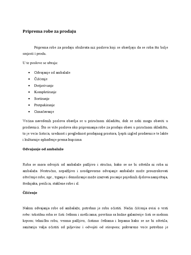 Priprema Robe Za Prodaju | PDF