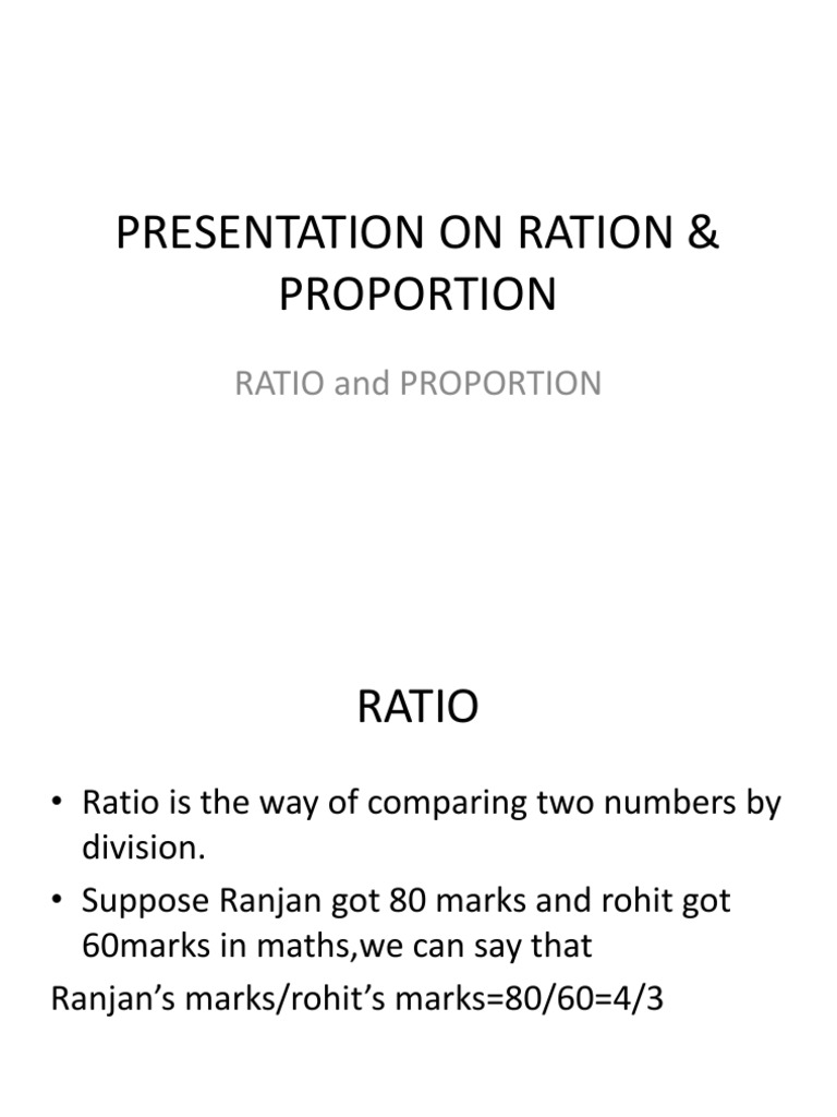 Presentation On Ration & Proportion | PDF | Teaching Methods ...