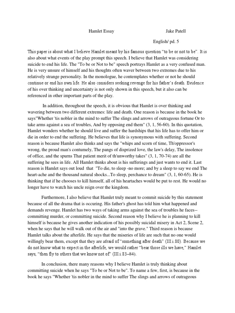 Hamlet's "To Be or Not to Be" Analysis | PDF | Poetry | General Fiction