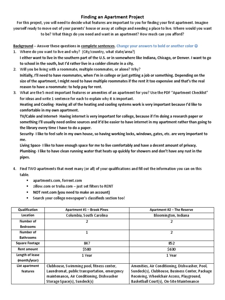 Finding An Apartment | PDF | Roommate | Apartment
