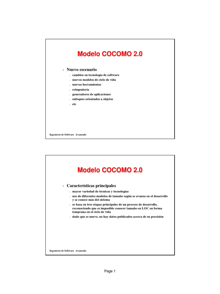 Modelo Cocomo 2.0 | PDF | Proceso de desarrollo de software ...