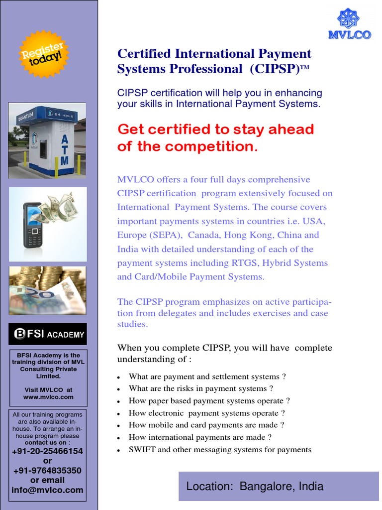 Certificate in International Payment Systems Bangalore | PDF | Payment System | Payments