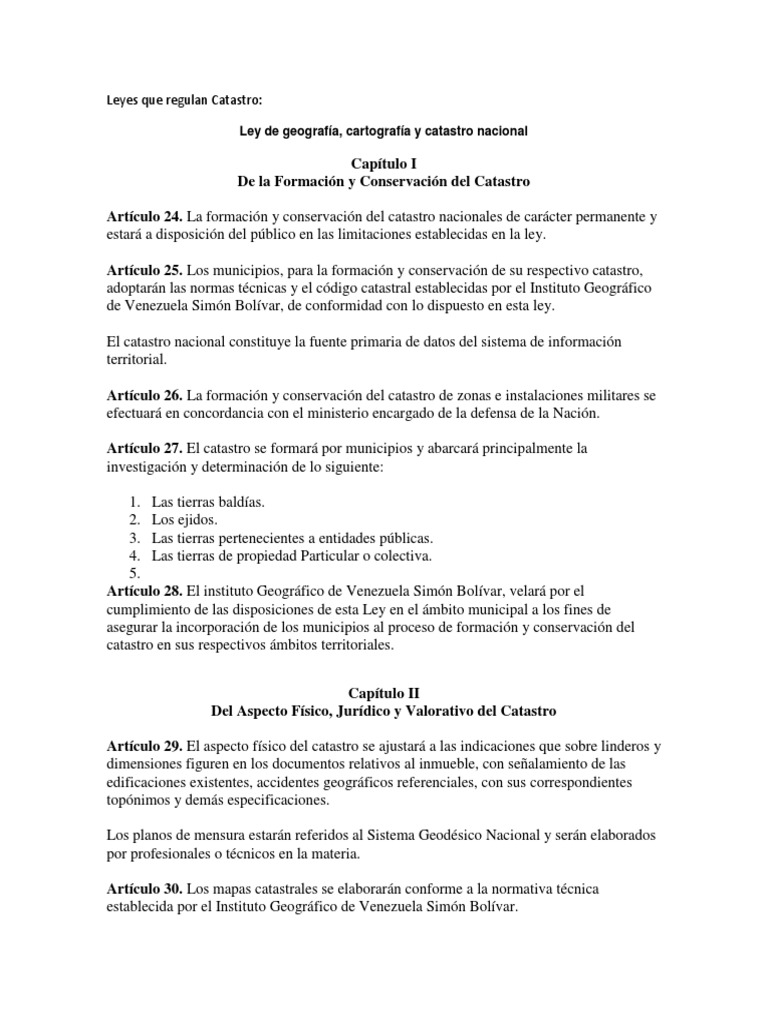 Leyes Que Regulan Catastro | PDF | Propiedad | Venezuela
