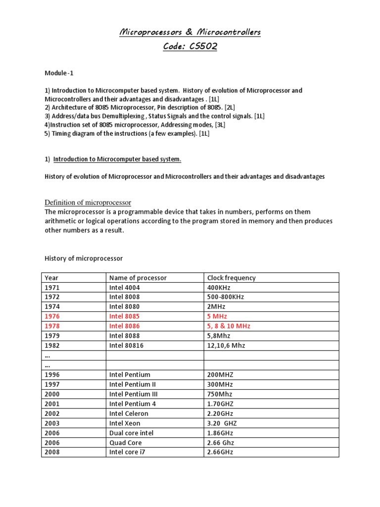 Microprocessor 8085 Intro | PDF | Microcontroller | Microprocessor