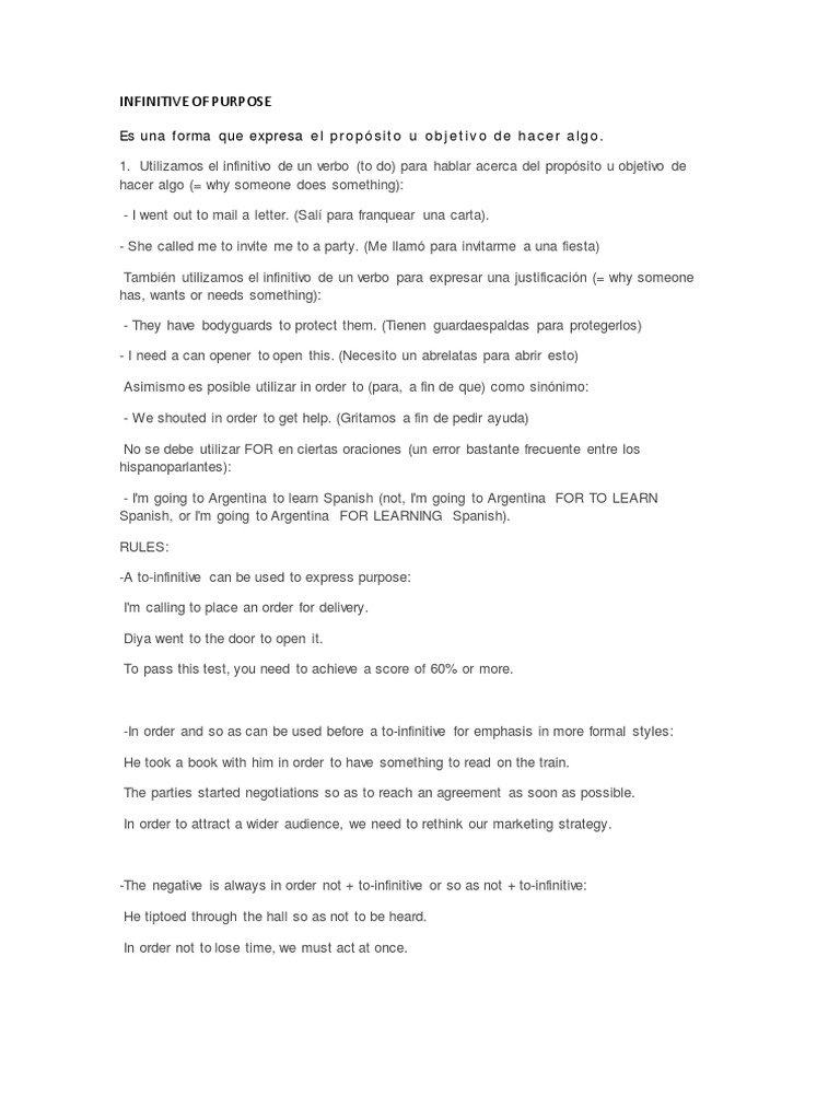 Infinitive of Purpose | PDF | Verb | Onomastics