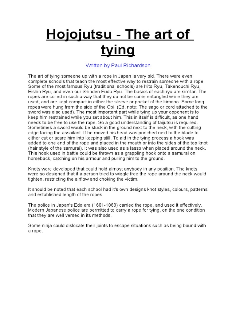 The Art of Restraint: A Historical Overview of Hojojutsu Rope ...