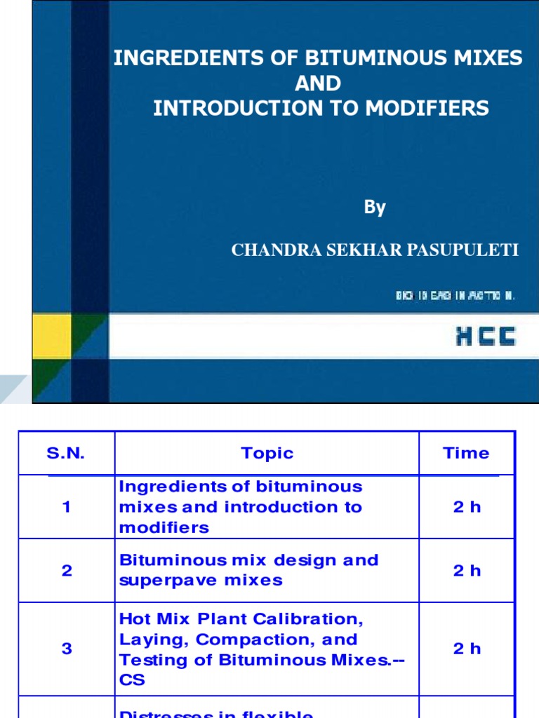 Ingredients of Bituminous Mixes & Introduction To Modifiers | PDF ...