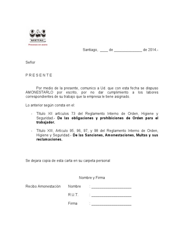 Carta De Amonestacion Como Hacer Una Carta De Recomendacion Minga