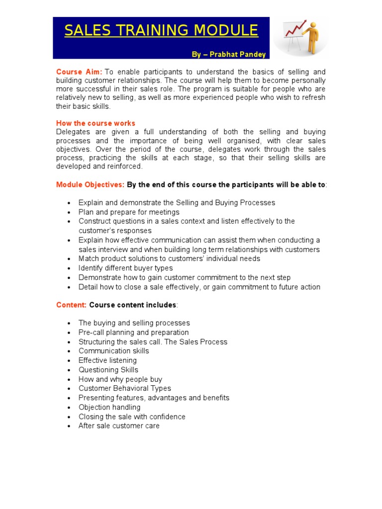 Sales Training Module Overview | PDF | Sales | Question