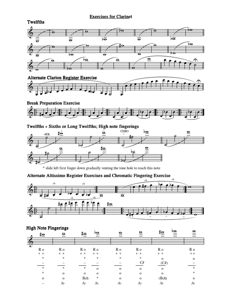 Clarinet Exercises | PDF