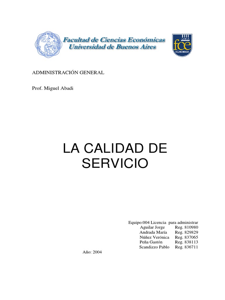 La Calidad de Servicio | Calidad (comercial) | Planificación