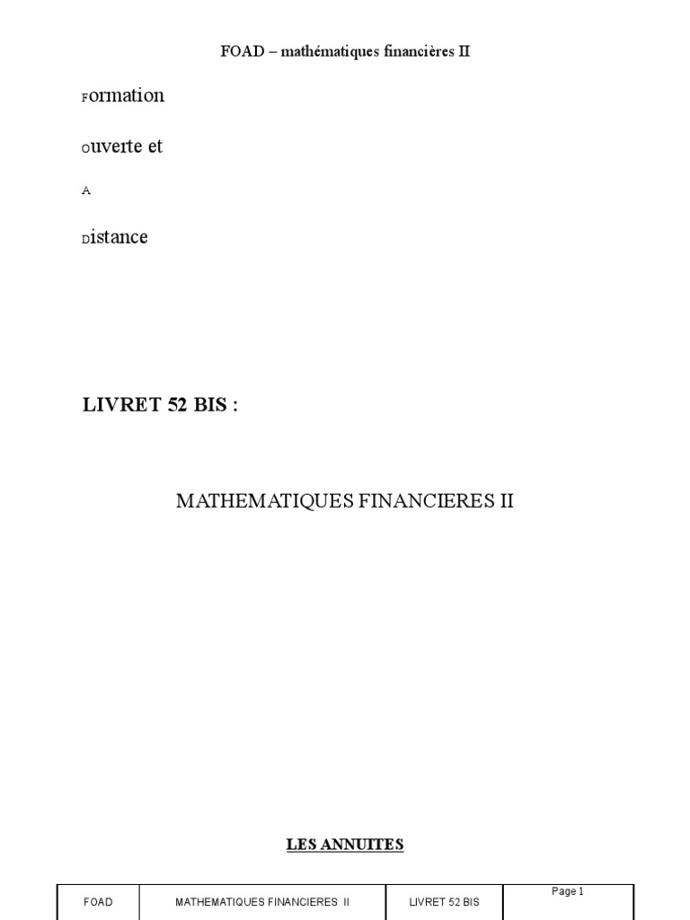 Mathematiques Financiere II | PDF