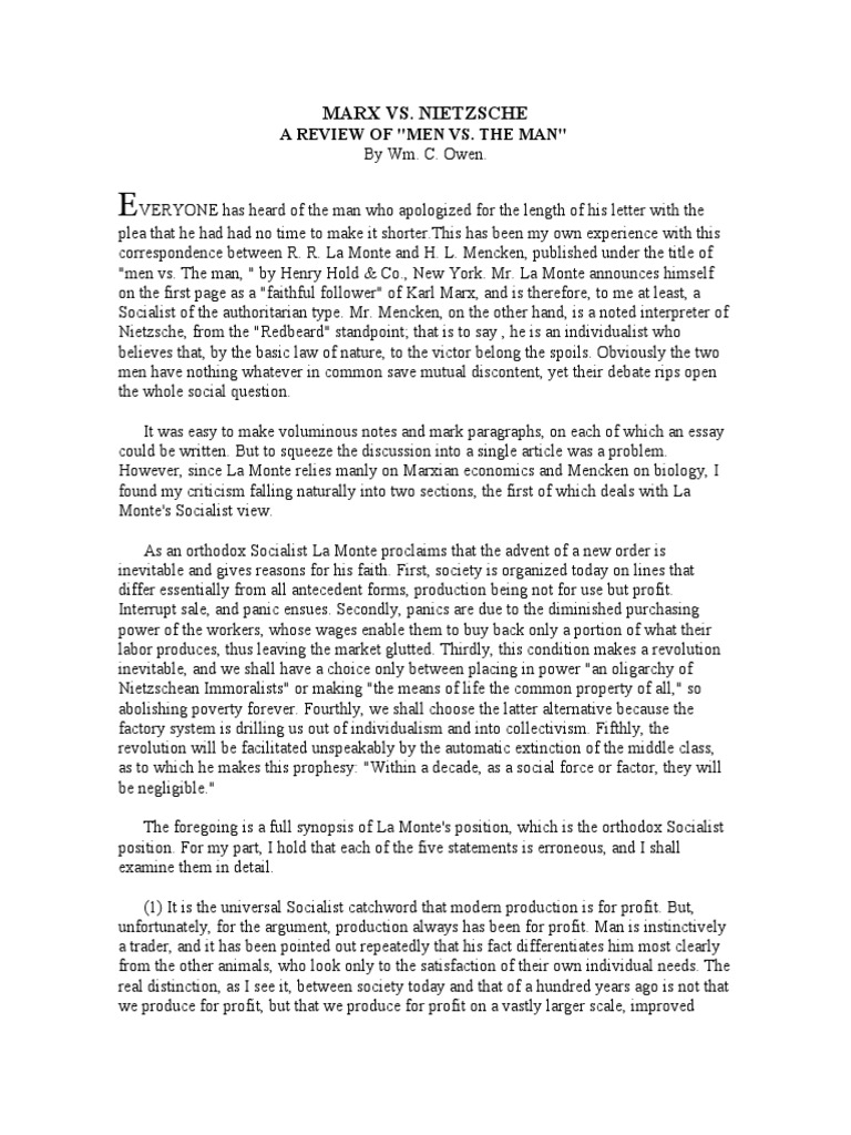 Marx and Nietzsche: A Critical Debate | PDF | Finance & Money Management