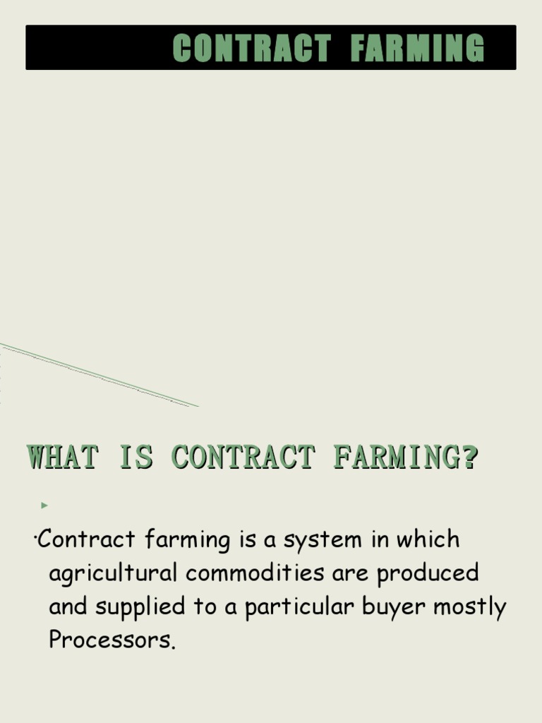 Contract Farming - Final | PDF | Agriculture | Industries