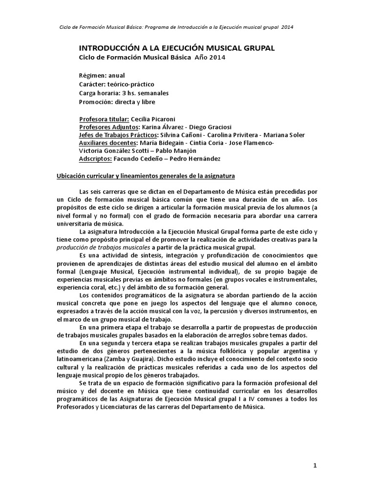 Introducción A La Ejecución Musical Grupal | PDF | Ritmo | Melodía