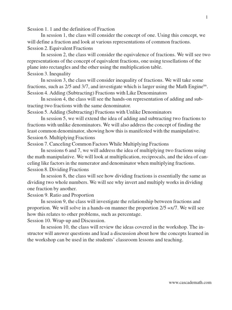 Fraction Workshop | PDF | Fraction (Mathematics) | Multiplication