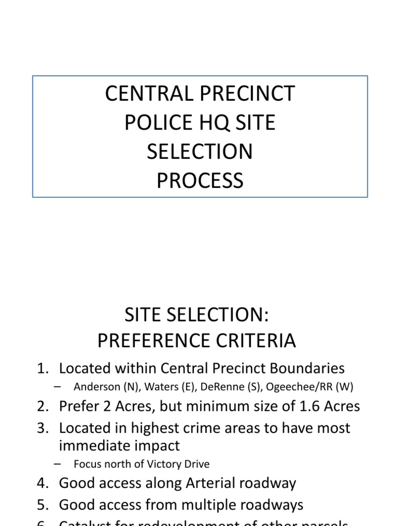 Precinct Site Selection Report | PDF | Martin Luther King Jr. | Urban ...