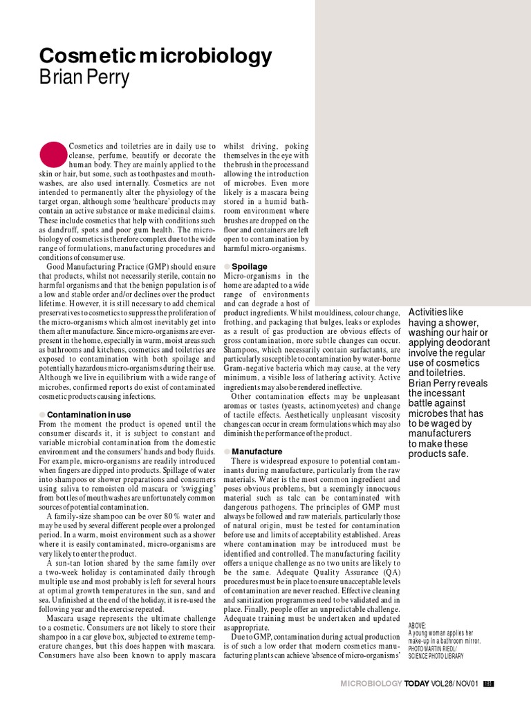 Brian Perry: Cosmetic Microbiology | PDF | Cosmetics | Microorganism