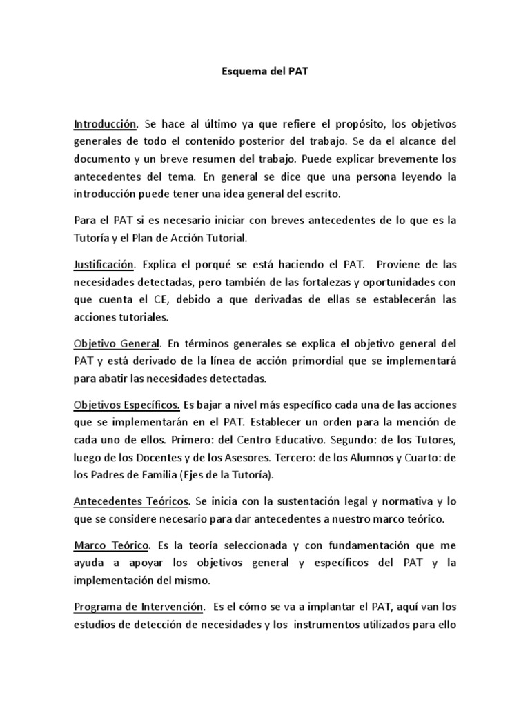 Esquema de PAT | PDF | Teoría | Planificación